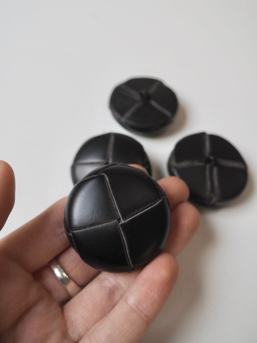 Black Woven Leather Shank Buttons 38mm/60L – The New Craft House